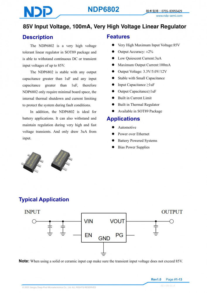 NDP6802SF-33 datasheet page 1
