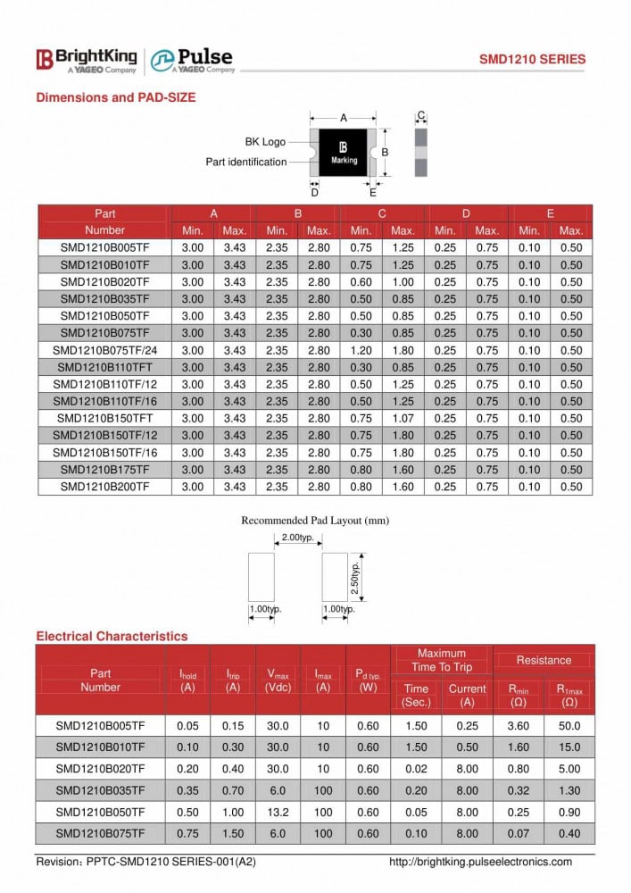 Brightking PTC datasheet page 2
