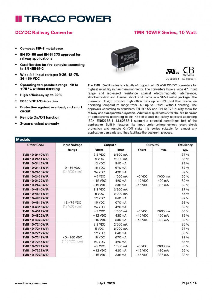 TMR 10WIR technical document page 1
