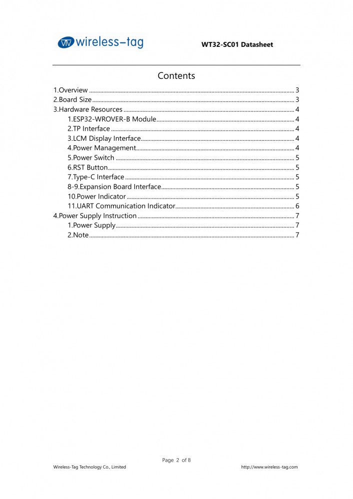 WT32-SC01 datasheet page 2