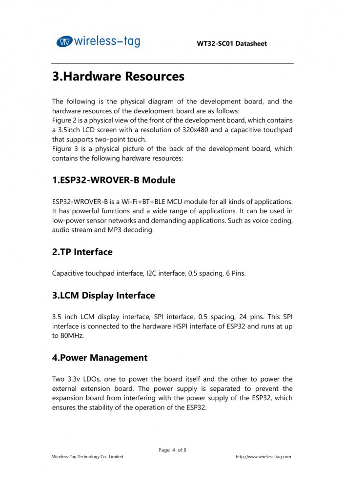 WT32-SC01 datasheet page 4