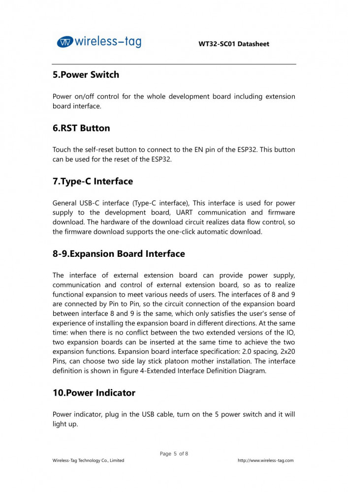 WT32-SC01 datasheet page 5