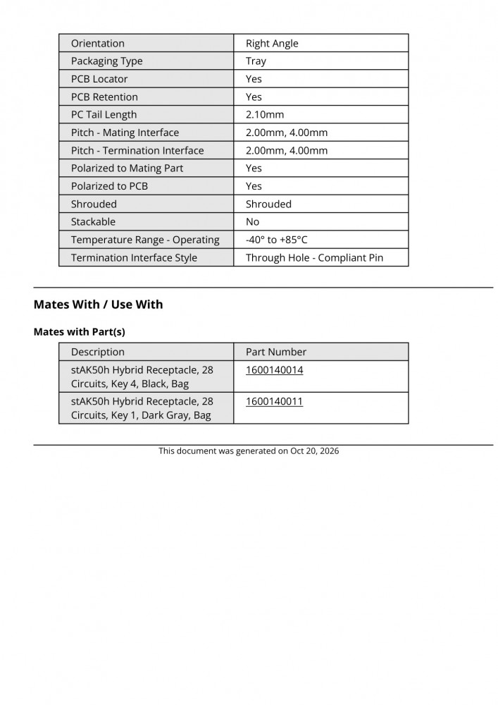 Technical document image 3 for MOLEX 1600132041