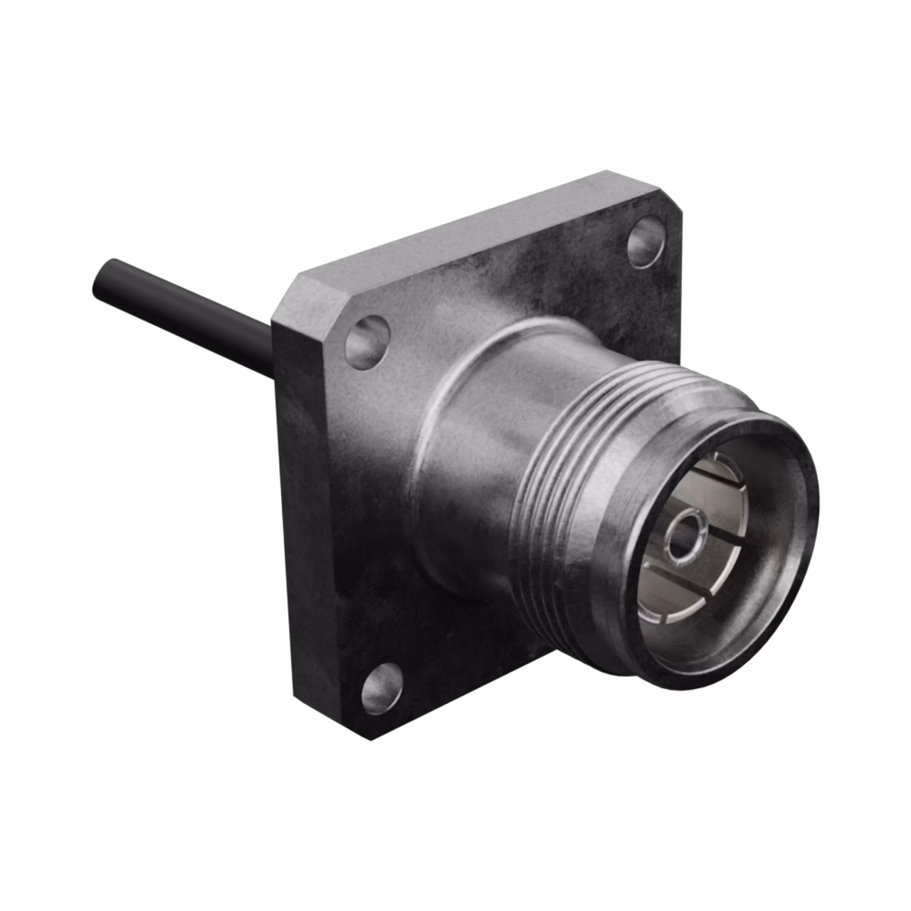 4.3-10 Jack, Straight, Solder, 4-Hole Flange Mount, Solder, RG-402 (.141