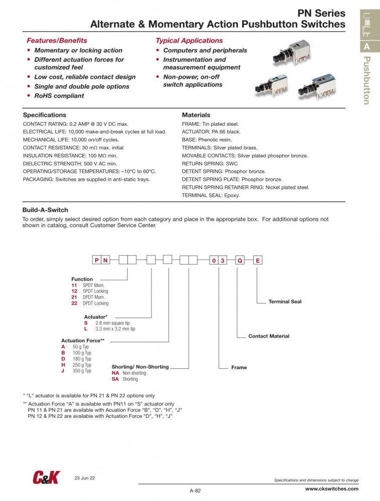C&K PVWH documentation page 1