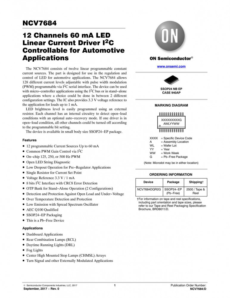 NCV7684 technical document page 1