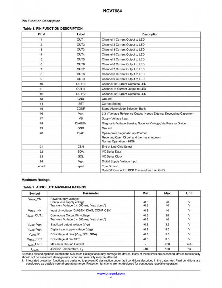 NCV7684 technical document page 4