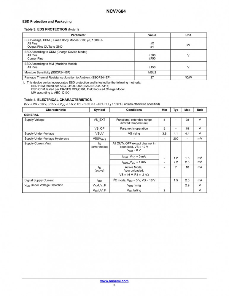 NCV7684 technical document page 5
