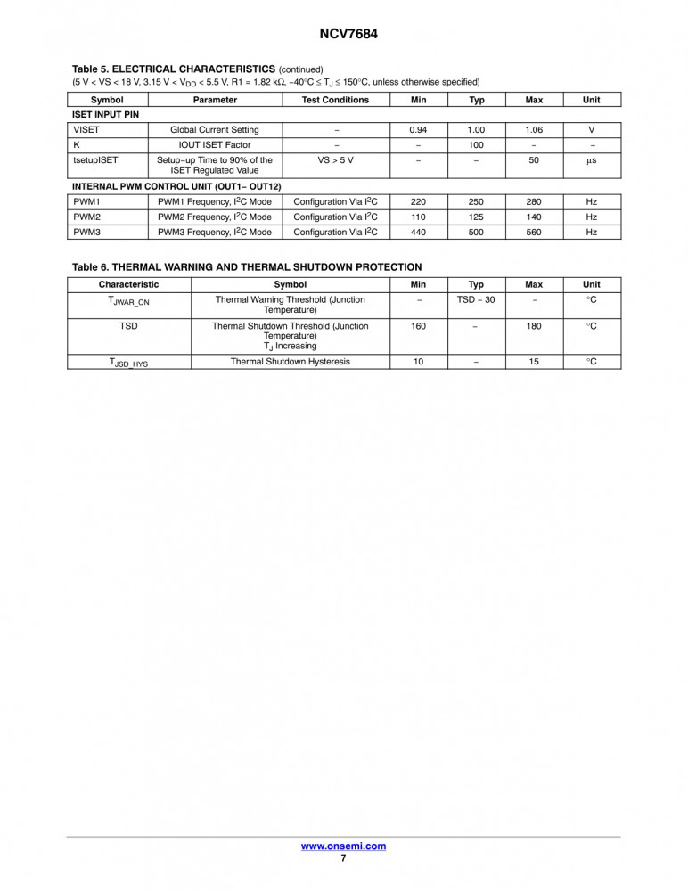 NCV7684 technical document page 7