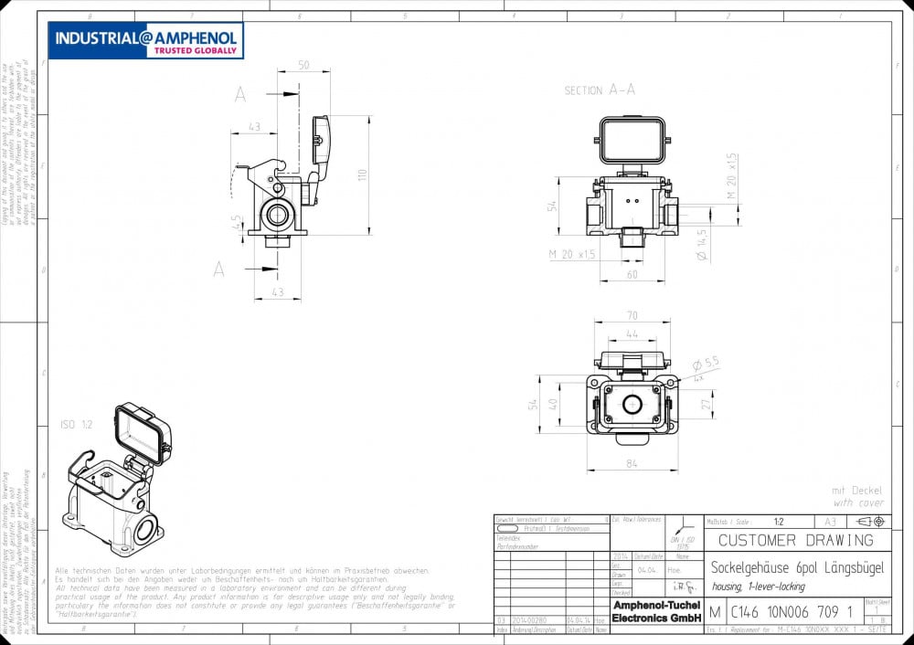 Amphenol C146 10N006 709 1 customer drawing preview