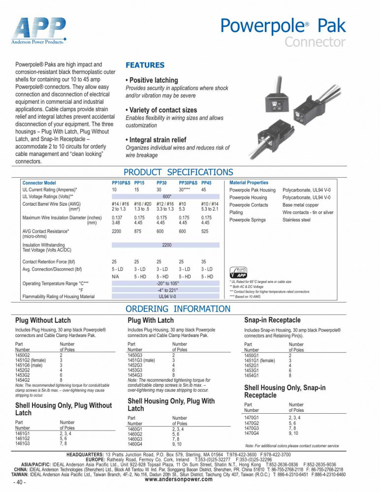 Anderson Power Powerpole Pak technical document page 1