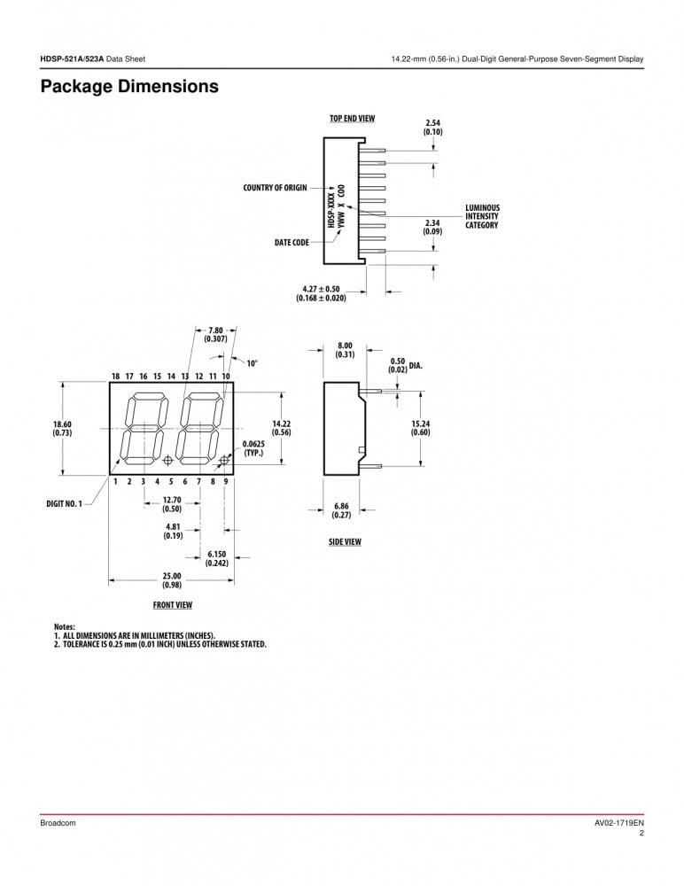 HDSP-523A datasheet page 2