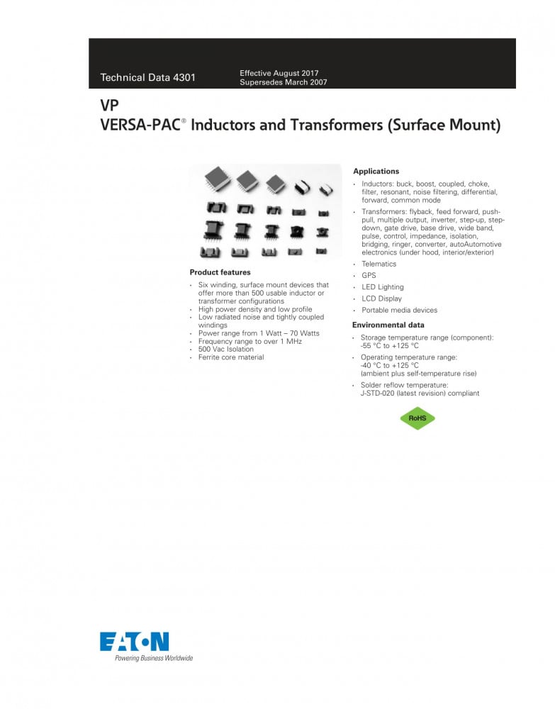 EATON VERSA-PAC datasheet page 1