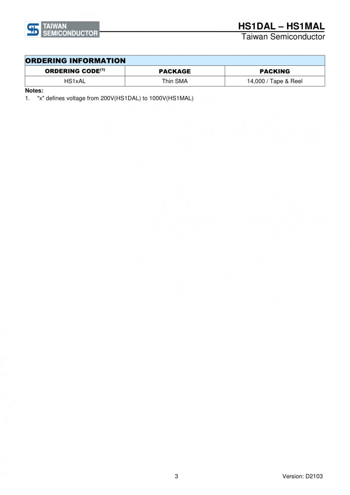 HS1JAL datasheet page 3