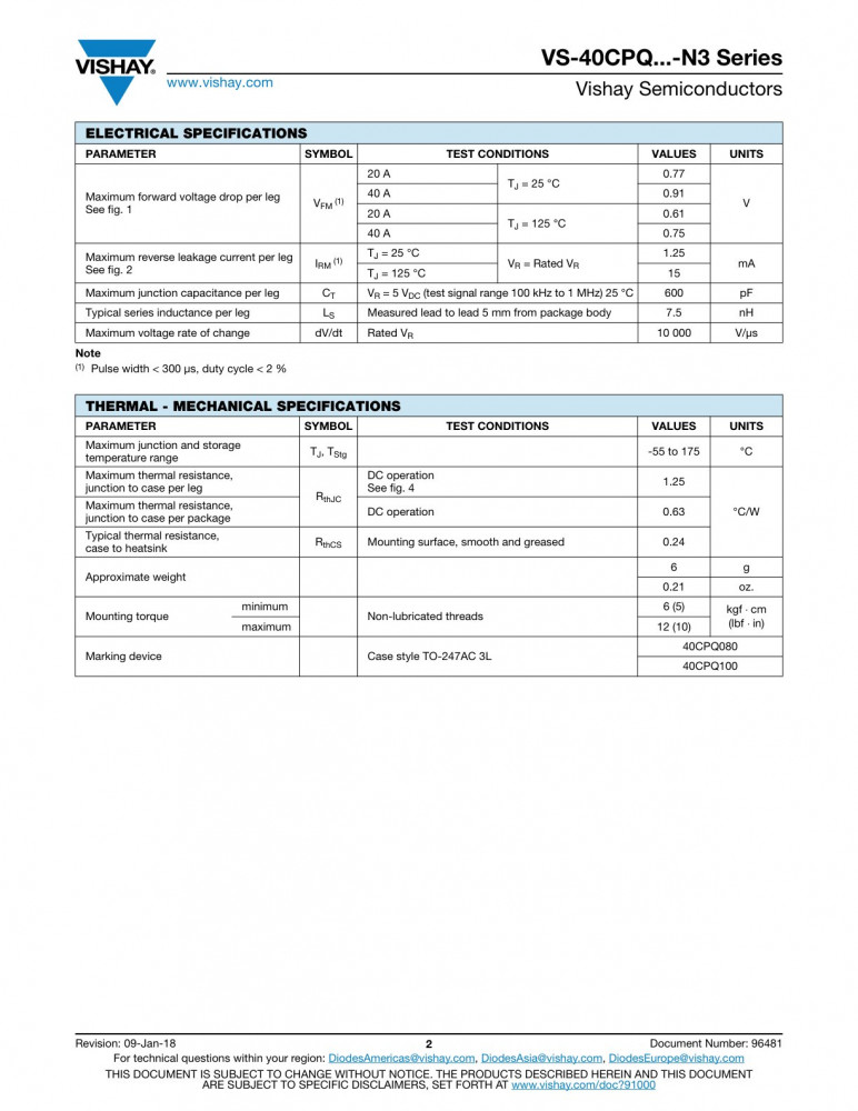 VS-40CPQ datasheet page 2