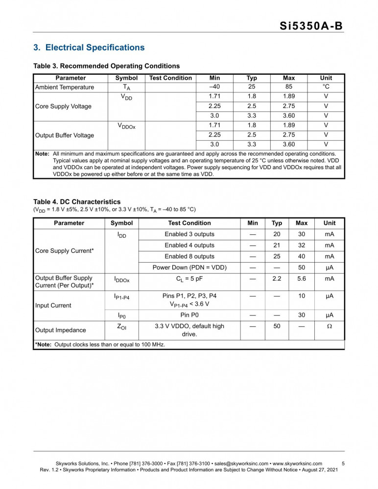SI5350A datasheet page 5