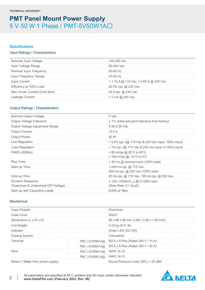 PMT-5V50W1AA datasheet page 2