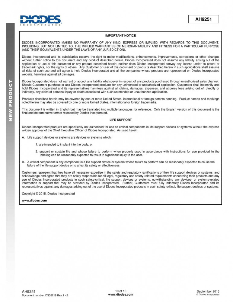 AH9251 datasheet page 10