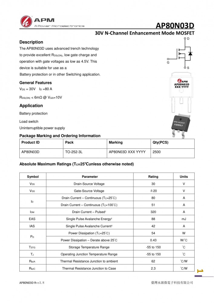 AP80N03D datasheet page 1