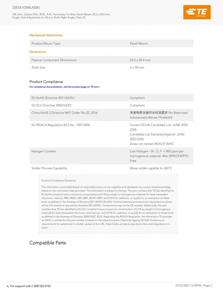 23ESA103MLA50N product document page 2