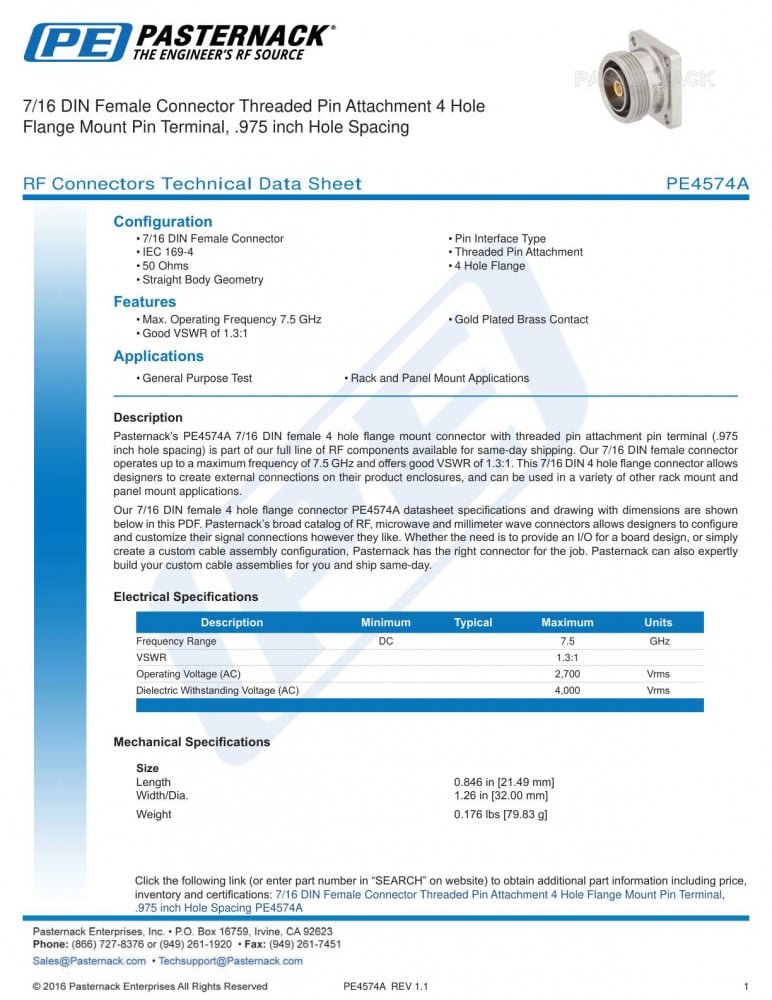 PE4574A technical document page 1