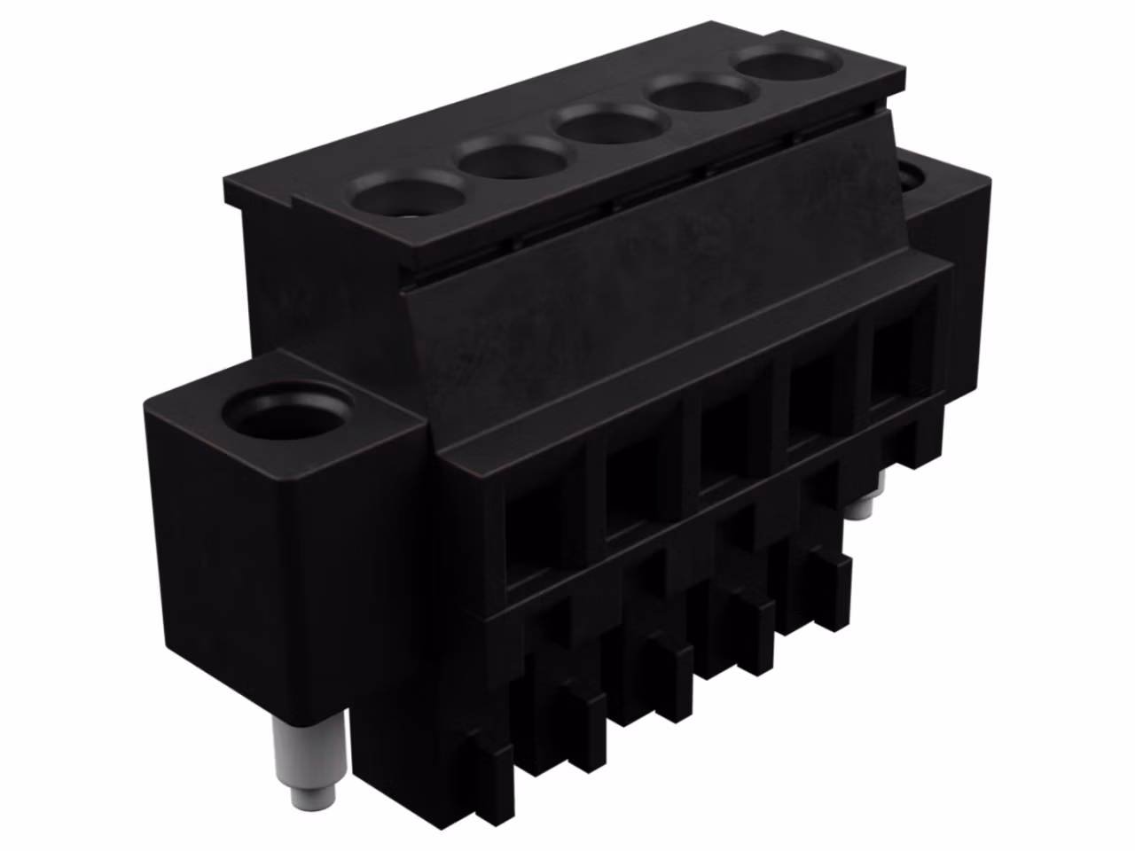 3.81mm Pitch Eurostyle Vertical Plug, with Retention Screws, Front Wire Entry, Gold (Au) Plated, Black, 5 Circuits for sale