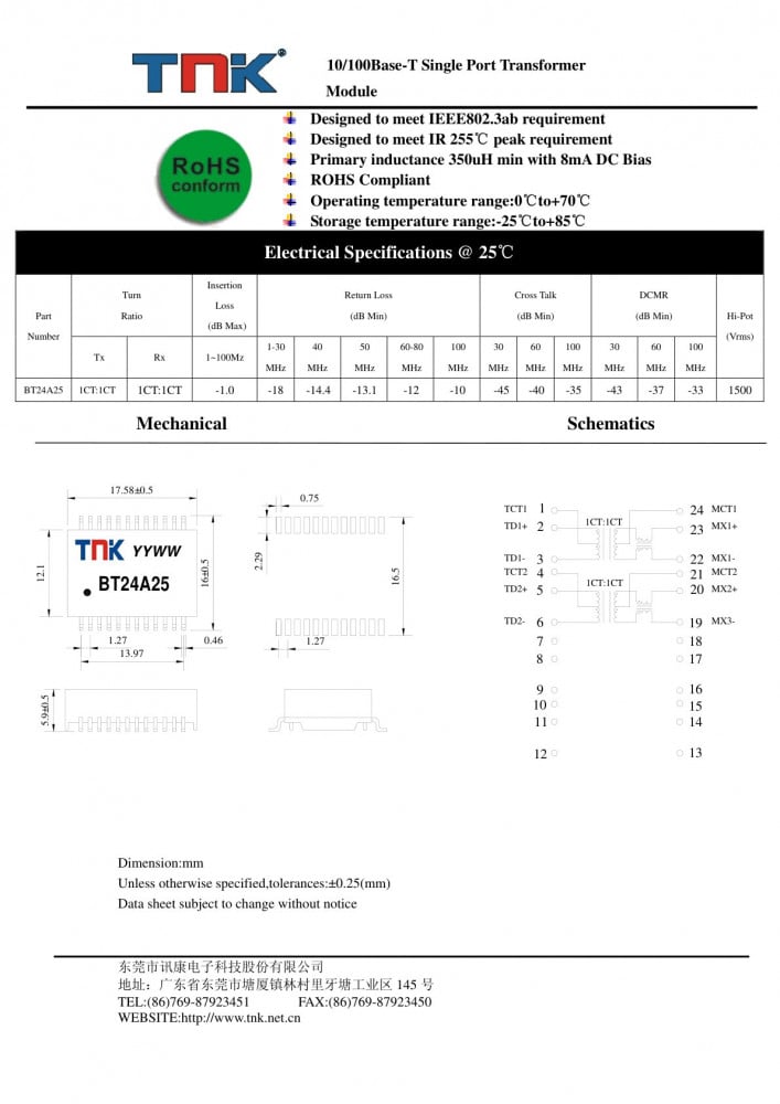BT24A25 technical document page