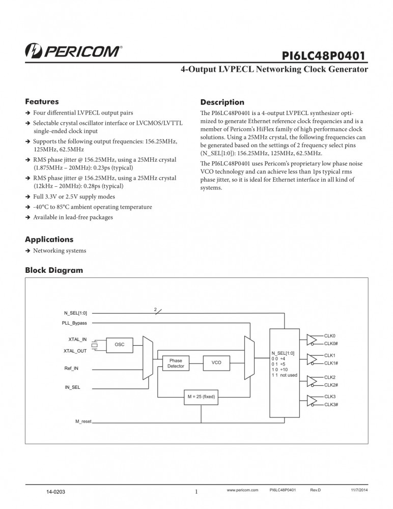 PI6LC48P0401LEX datasheet page 1