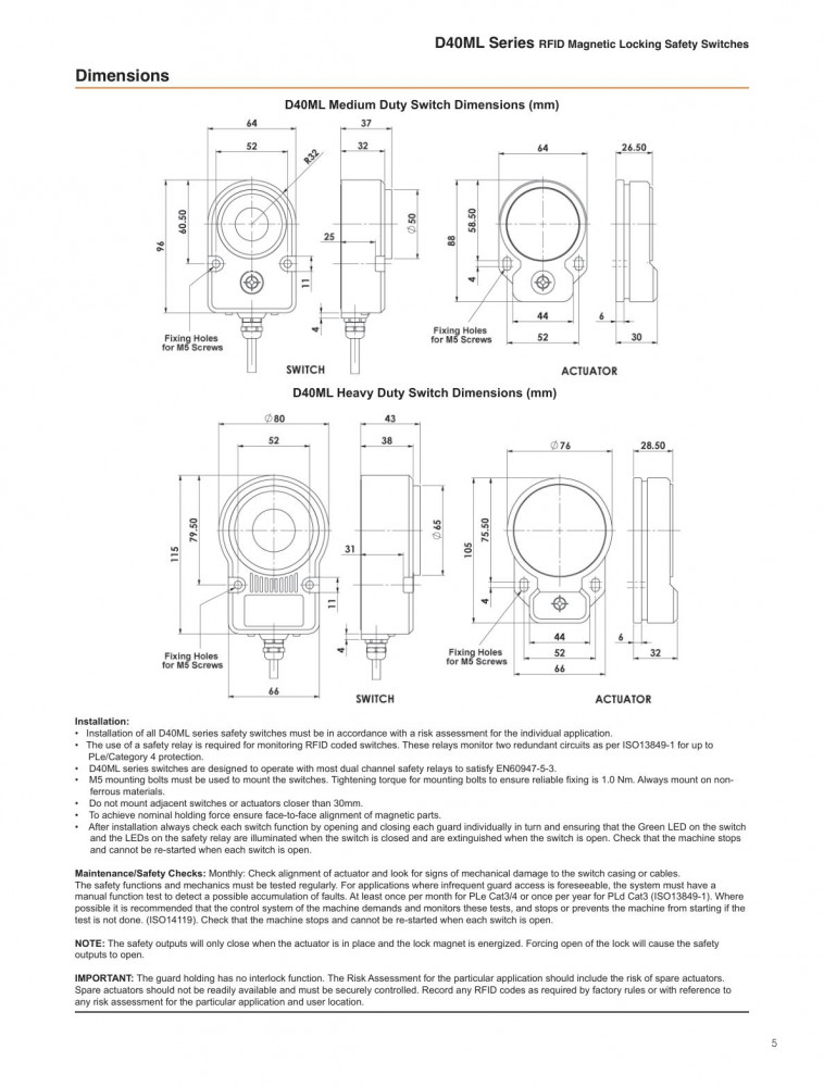 D40ML series technical document page 5