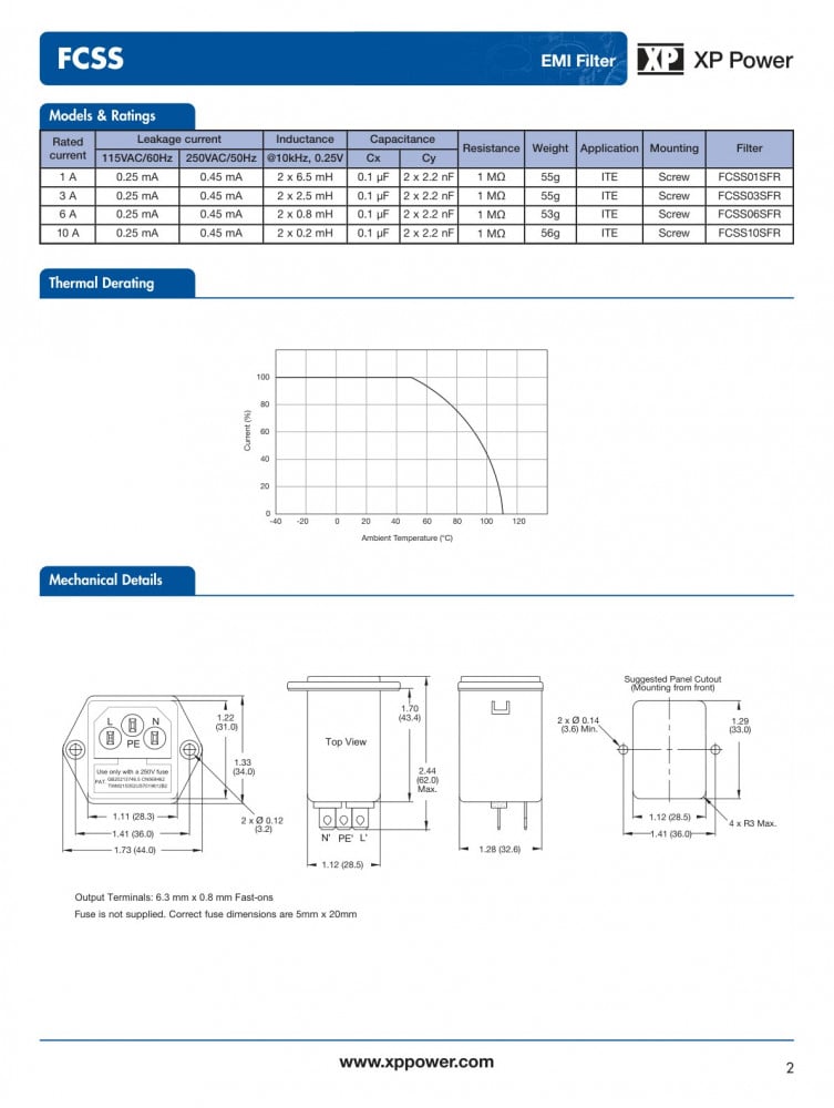 XP Power FCSS03SFR datasheet page 2