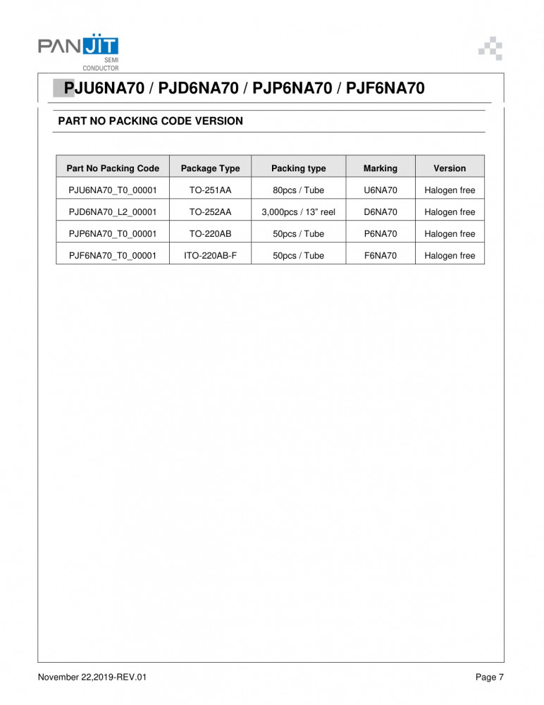 PANJIT PJD6NA70 datasheet page 7