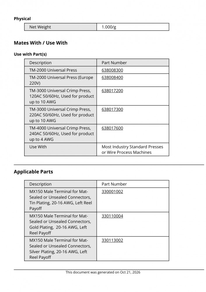 Tooling document preview, page 3