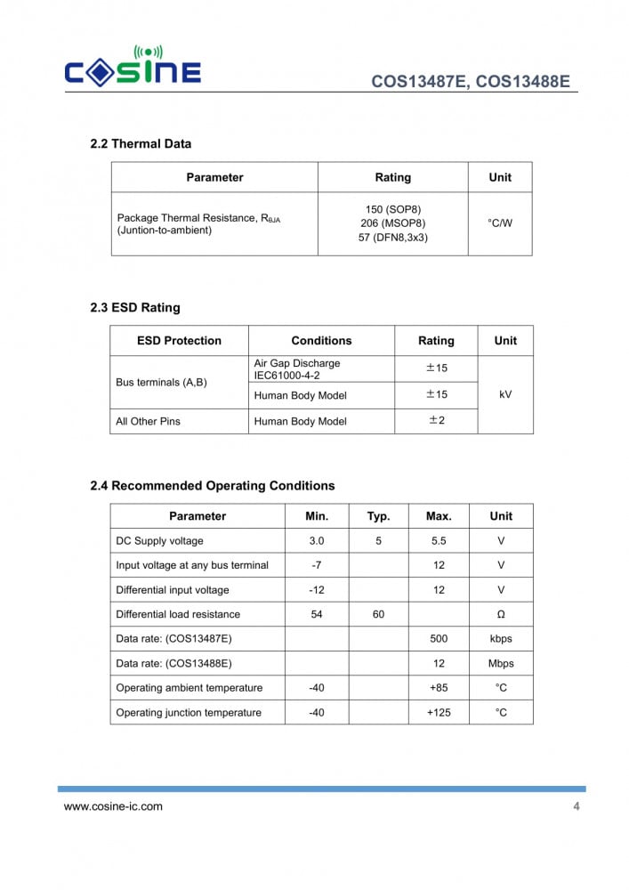 COS13488EESA datasheet page 4