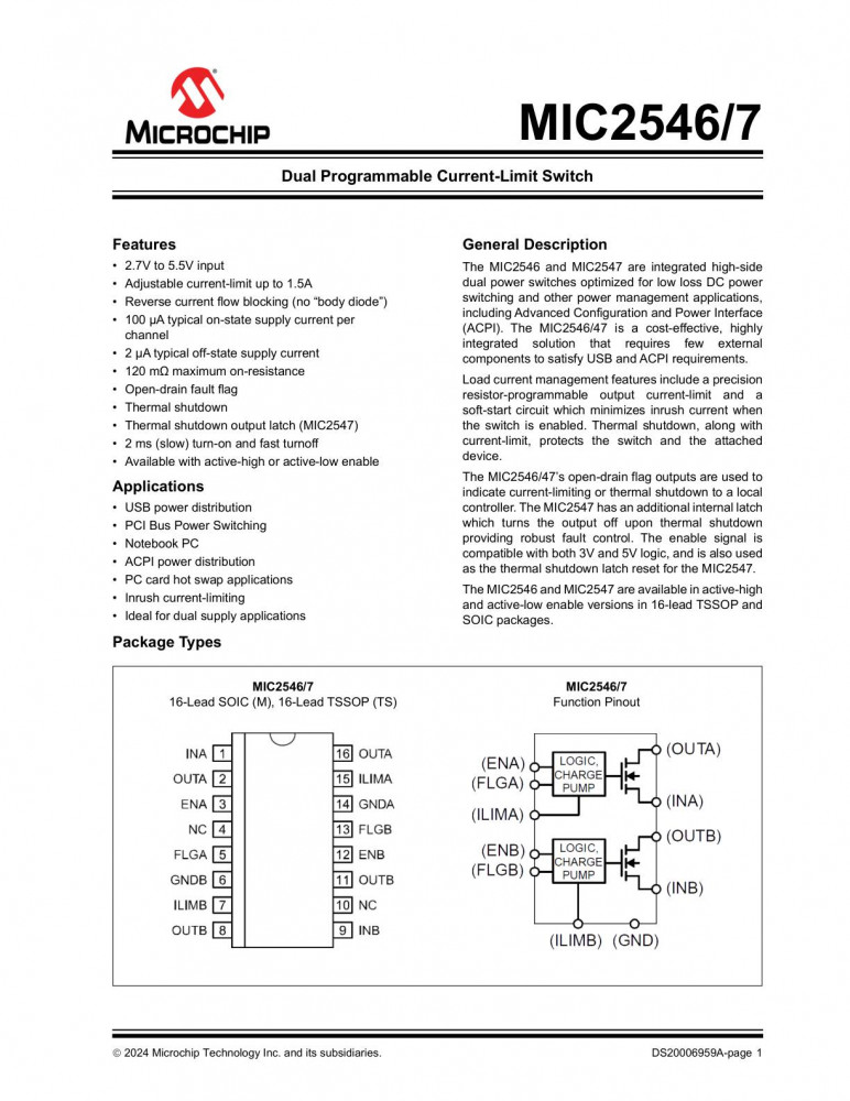 MIC2546 datasheet preview, page 1