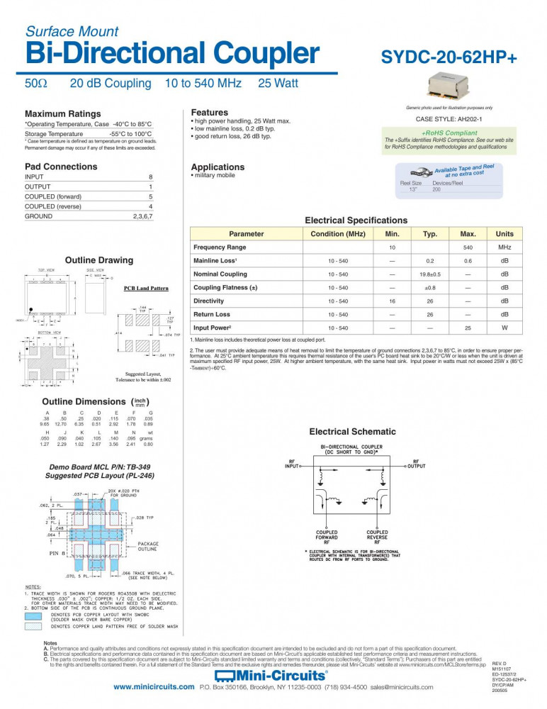 SYDC-20-62HP+ datasheet page 1