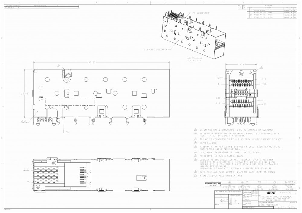 TE Connectivity 1932709-2 drawing page 1
