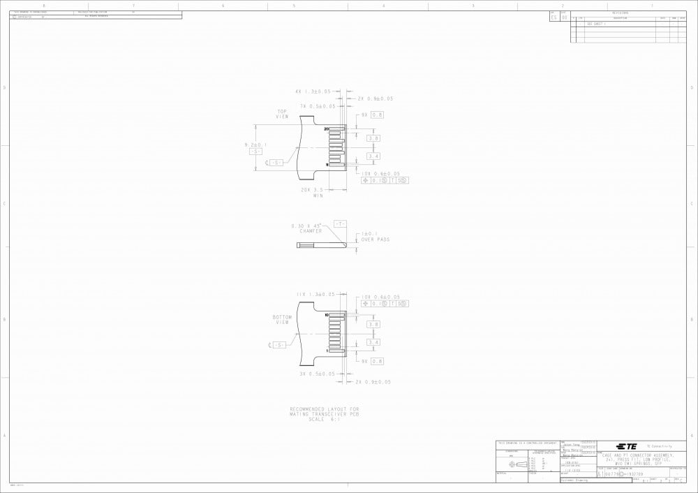 TE Connectivity 1932709-2 recommended PCB layout