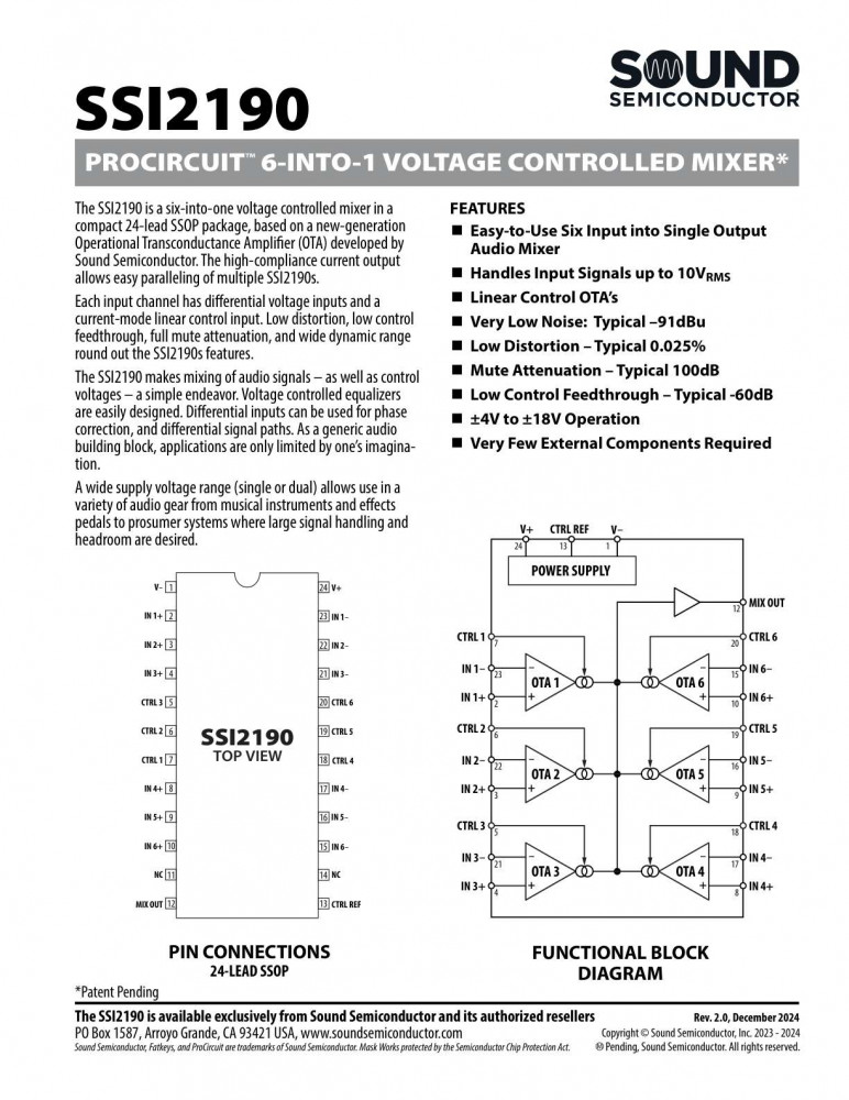 SSI2190 technical document page 1