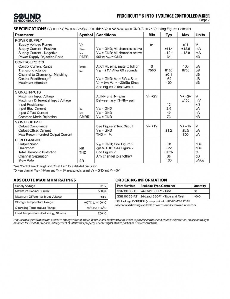 SSI2190 technical document page 2