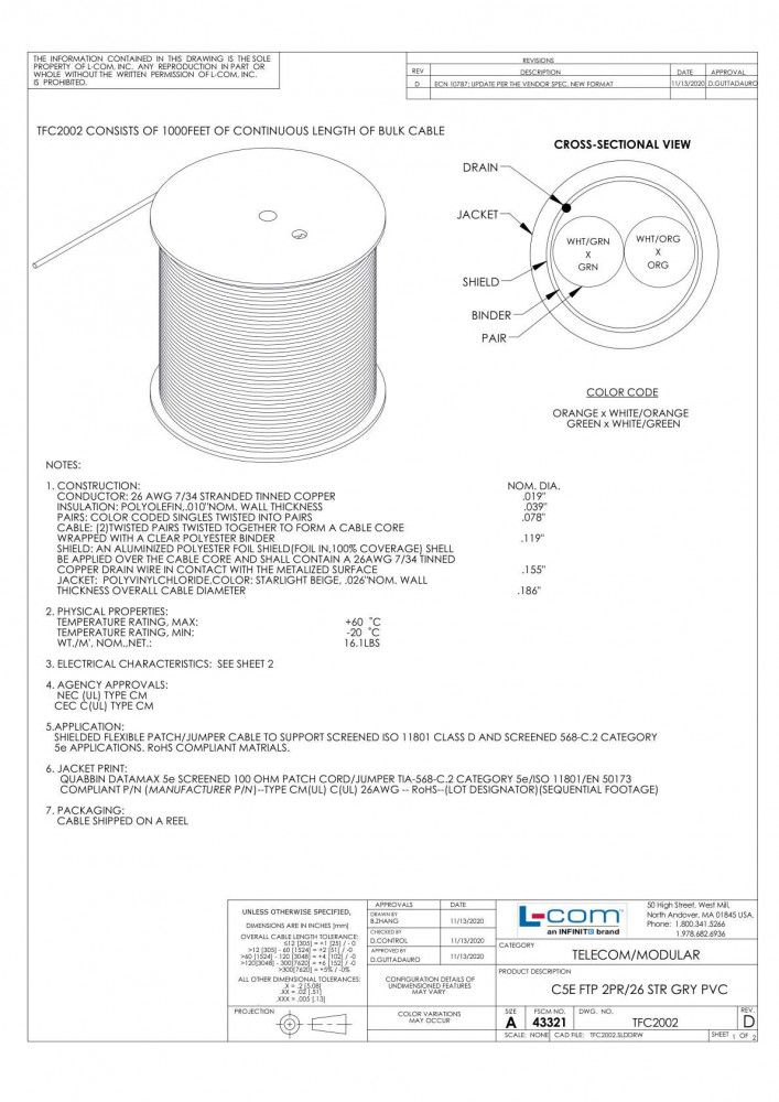 L-com TFC2002 manufacturer drawing sheet 1