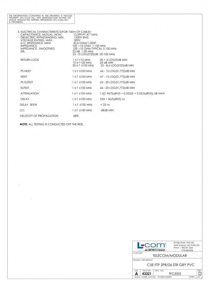 L-com TFC2002 electrical characteristics drawing sheet 2
