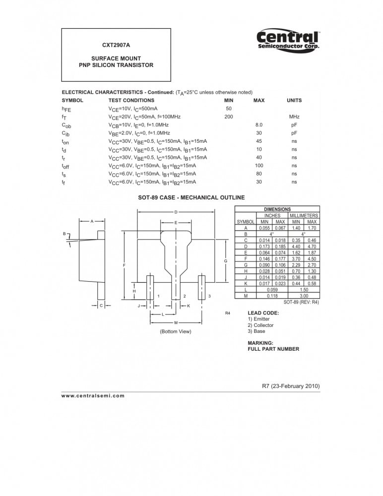 CXT2907A TR PBFREE datasheet page 2