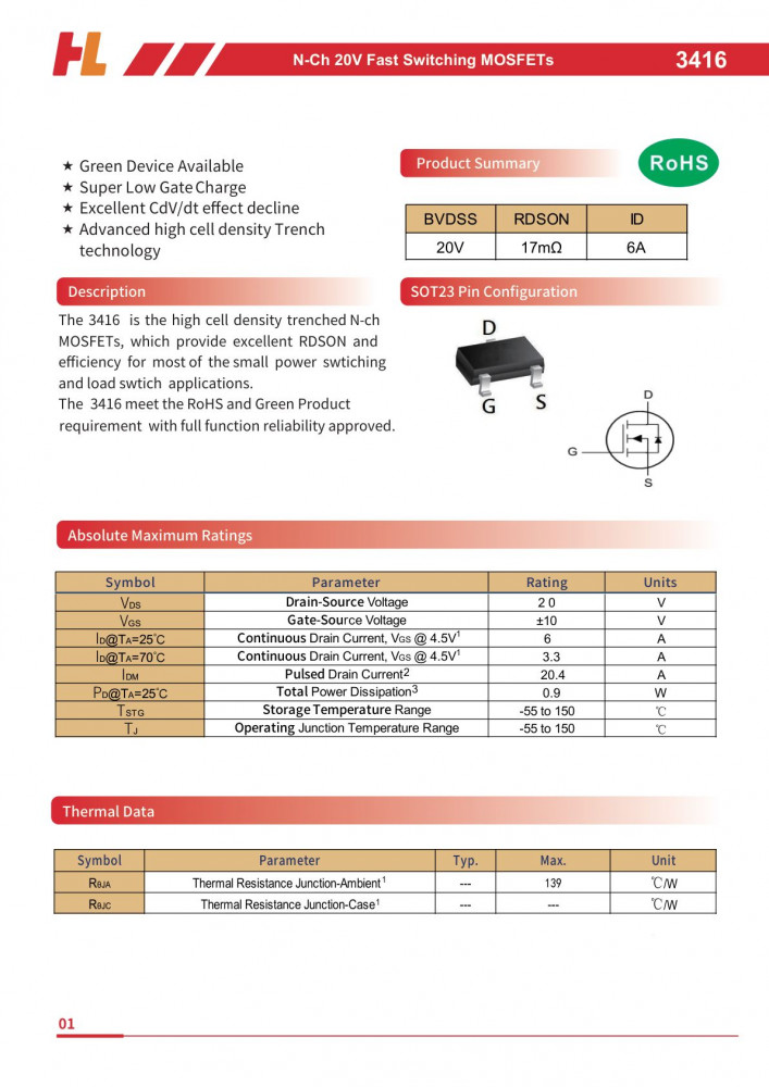 HL 3416 datasheet page 1