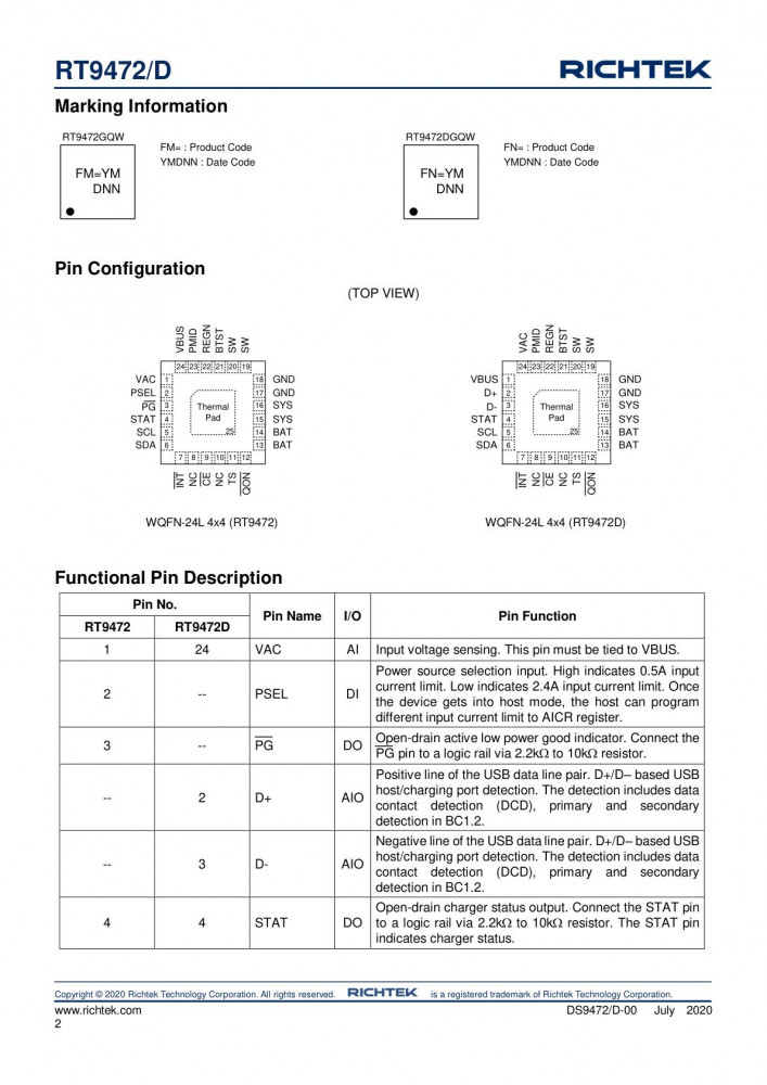 RT9472/RT9472D datasheet page 2