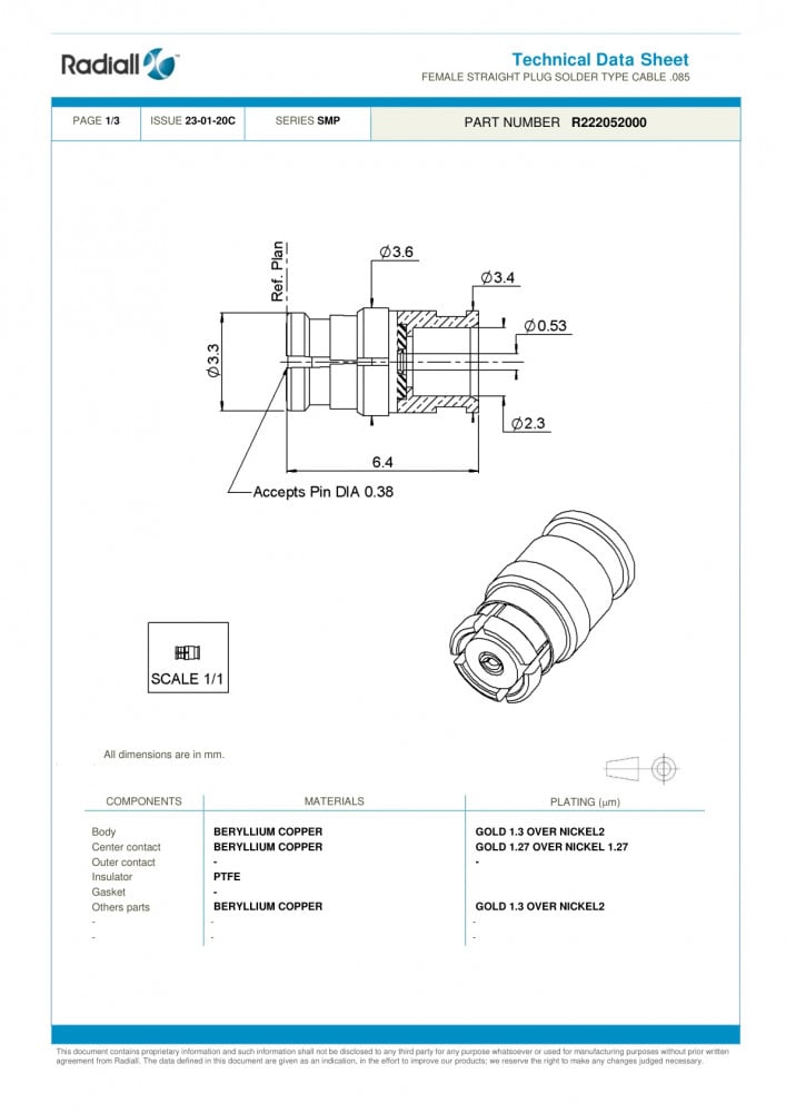 Radiall R222052000 datasheet, page 1