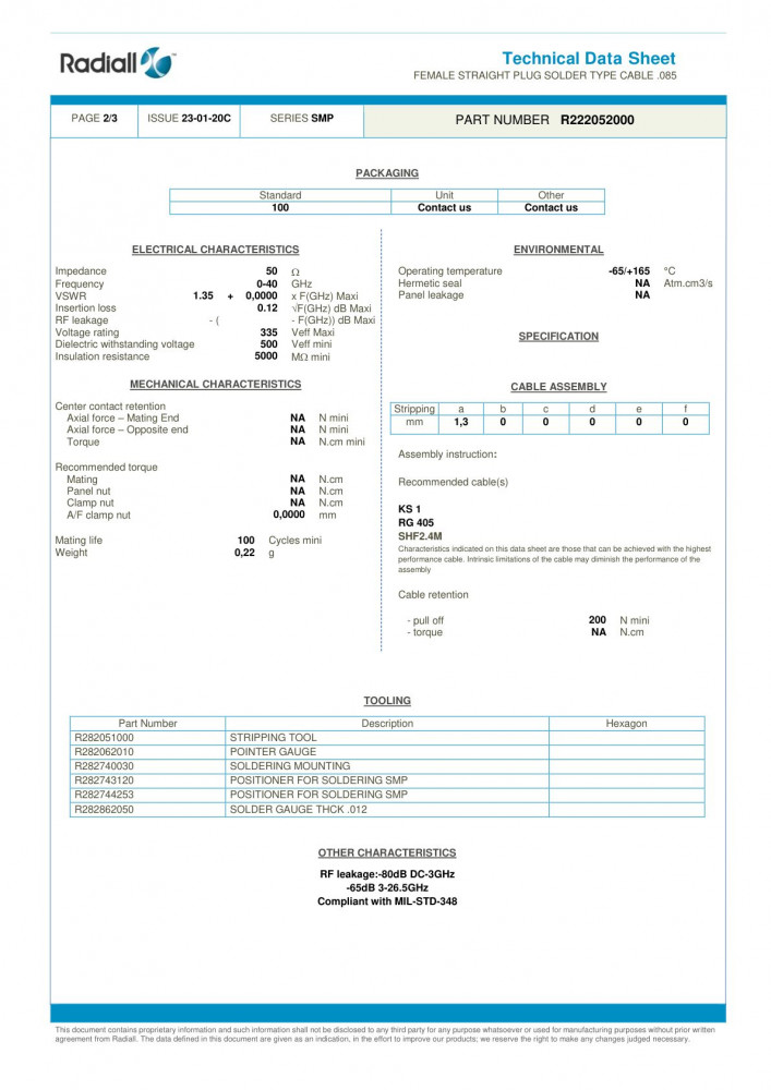 Radiall R222052000 datasheet, page 2