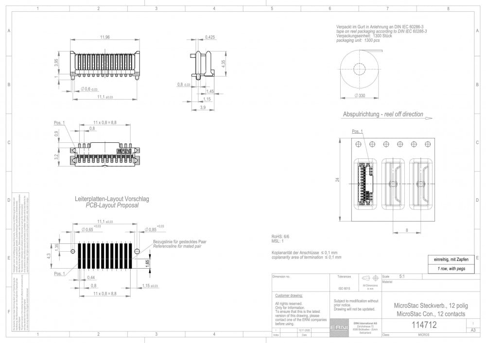 TE Connectivity ERNI MicroStac 12-contact drawing preview