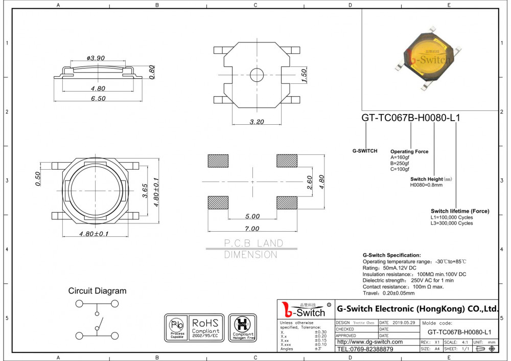 GT-TC067B-H0080-L1 technical drawing