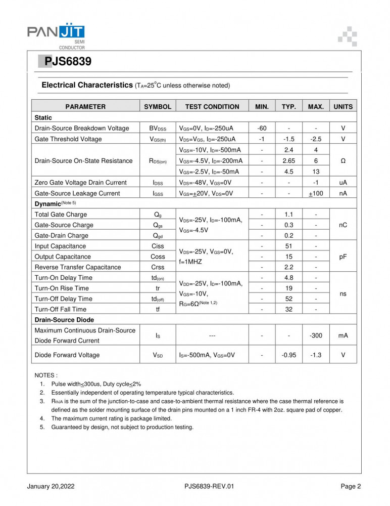 PJS6839 datasheet page 2