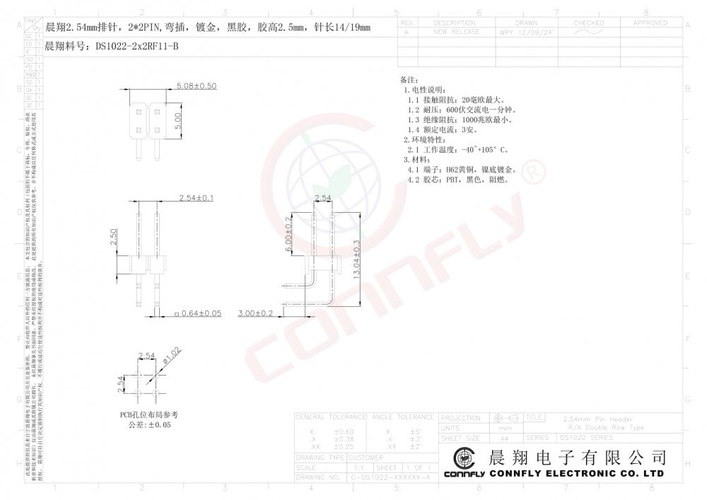 DS1022-2x2RF11-B product drawing preview